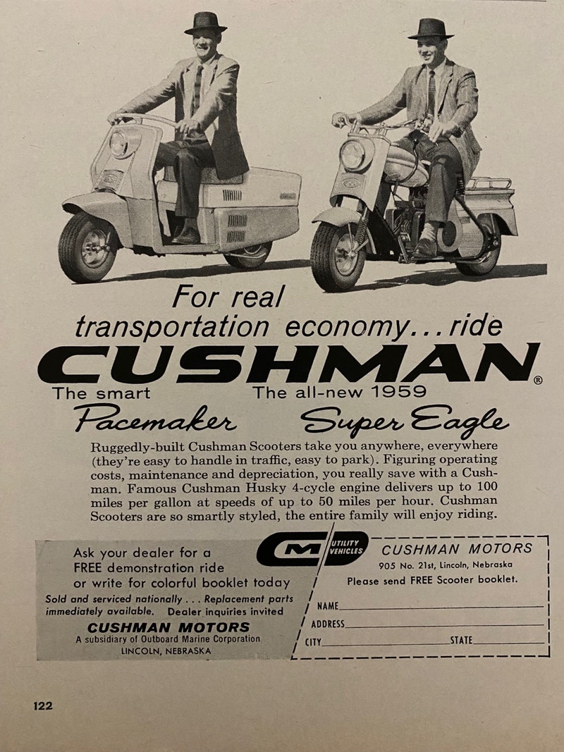 1959 Cushman Pacemaker/Super Eagle Motorscooters Original Ad | Arts ...