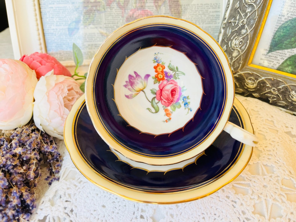 Aynsley Cobalt Blue and Gold Teacup and Saucer | Arts & Collectibles ...