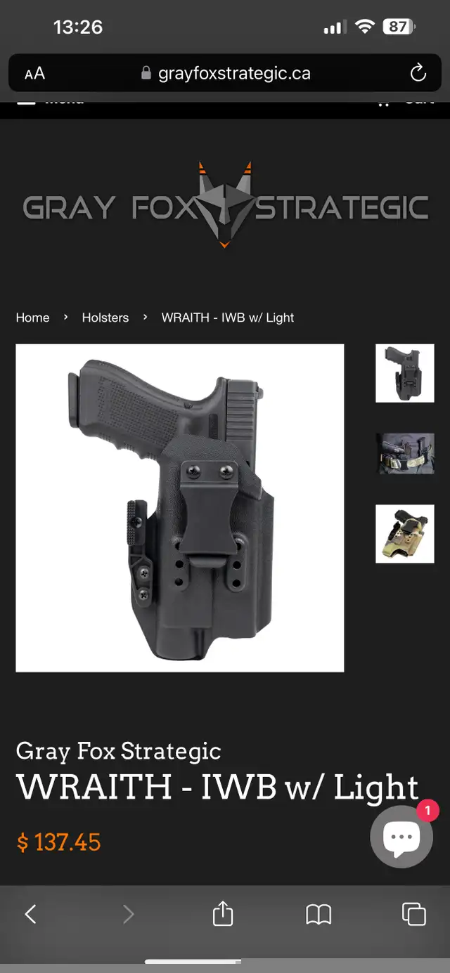 Gray Fox Strategic Wraight IWB GL 19 Holster with olight mi | Fishing ...