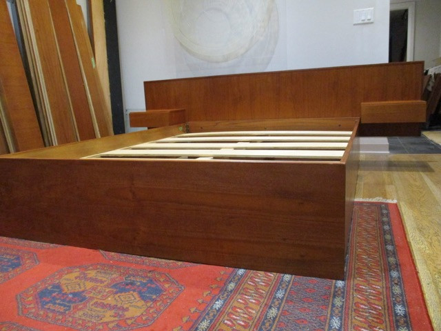 Mcm Queen Teak Bed Frame With Floating Side Tables Beds And Mattresses City Of Toronto Kijiji