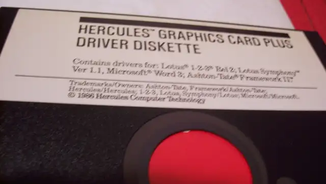 Hercules Graphics Card Plus Driver Diskette 1986 5.25" Disk +++ | Arts ...