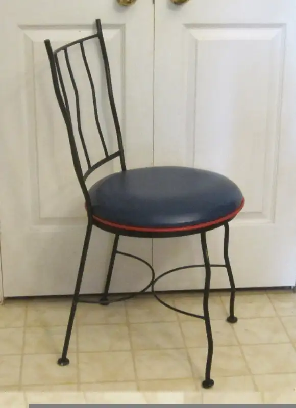 Black Cast Iron Ice Cream Parlour Chair Navy Vinyl Red Trim | Chairs ...