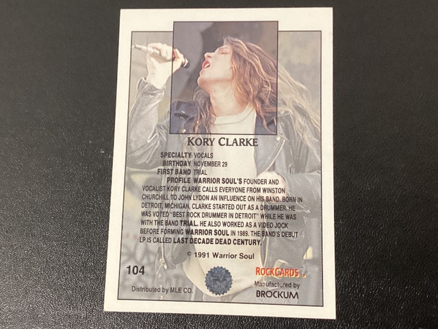 ROCKCARDS WARRIOR SOUL KORY CLARKE COLLECTOR CARD | Arts & Collectibles ...