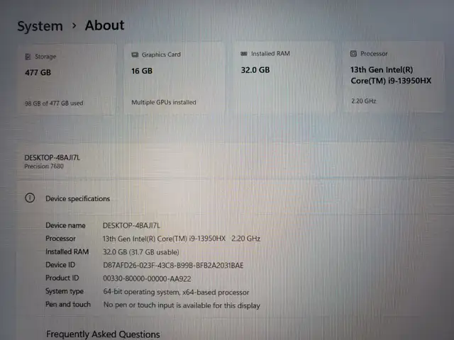 Dell Precision 7680 (i9-13950HX/32gb/512gb/RTX 5000 Ada 16gb) | Laptops ...