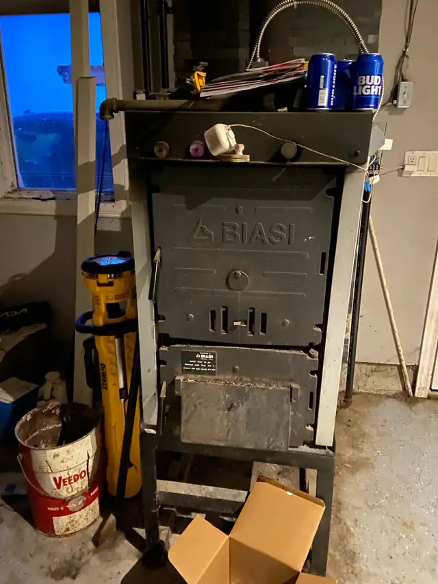 Biasi indoor wood boiler with cast iron rad | Heating, Cooling & Air ...