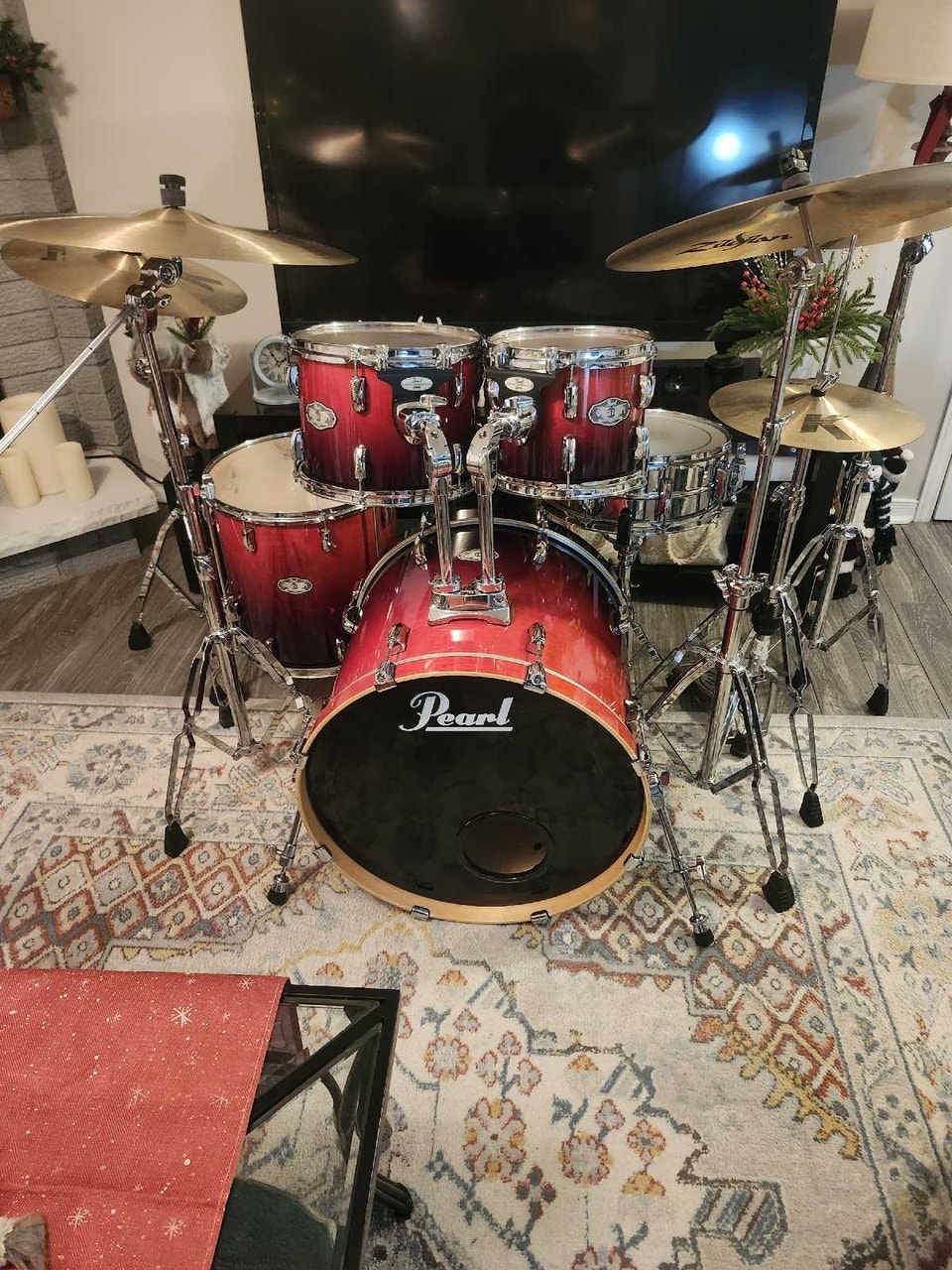 5 Pc. Pearl Vision Birch drums, hardware, Zildjian K cymbals! | Drums ...