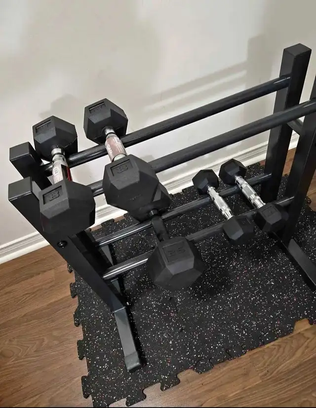 25lb, 30lb, 35lb Rubber Hex Dumbbell Set - Brand New! | Exercise ...