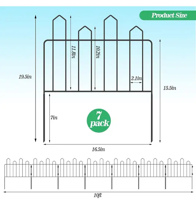 New Pack Decorative Garden Fence 7 Pack Rustproof Metal Wire Gar ...