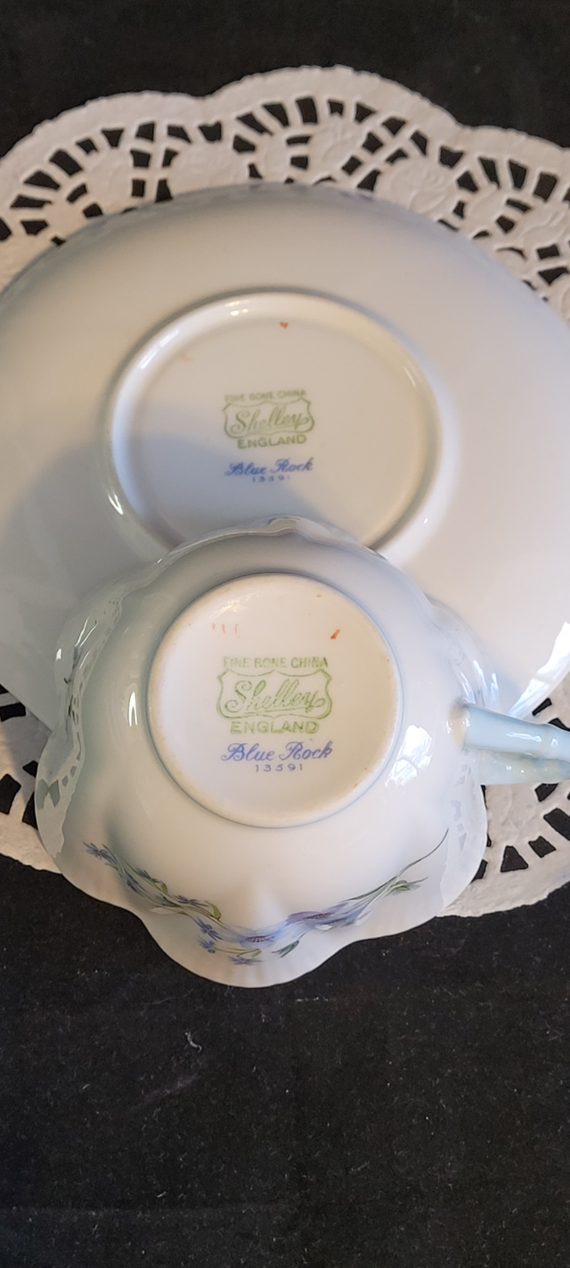 Vintage Shelley England Blue Rock Fluted Bone China Teacup and S | Arts ...