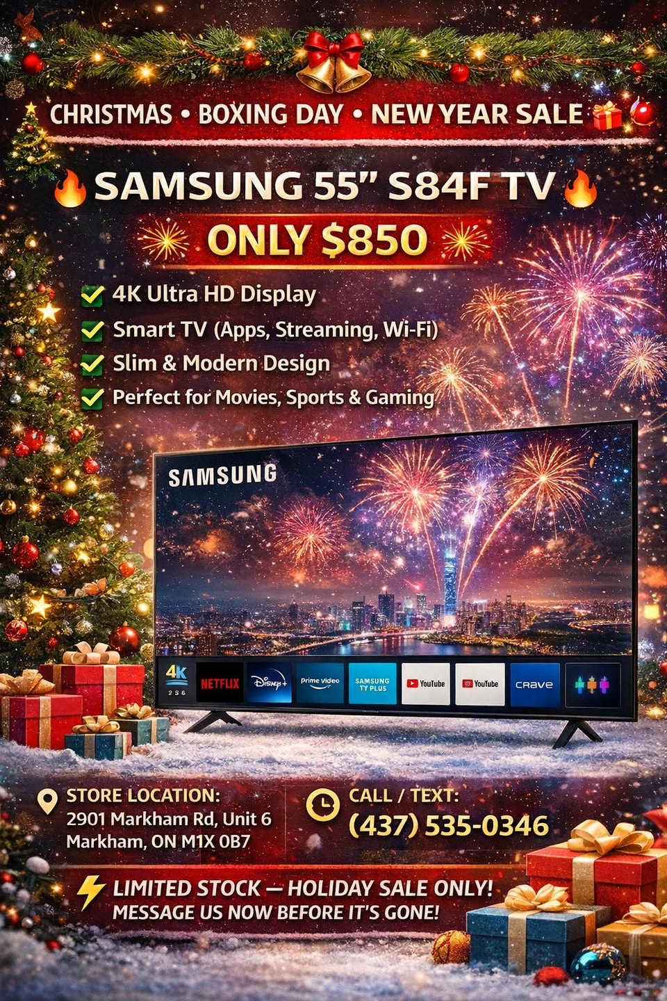 Samsung 55" S84F Series 4K UHD HDR OLED Tizen Smart TV | TVs | City of ...