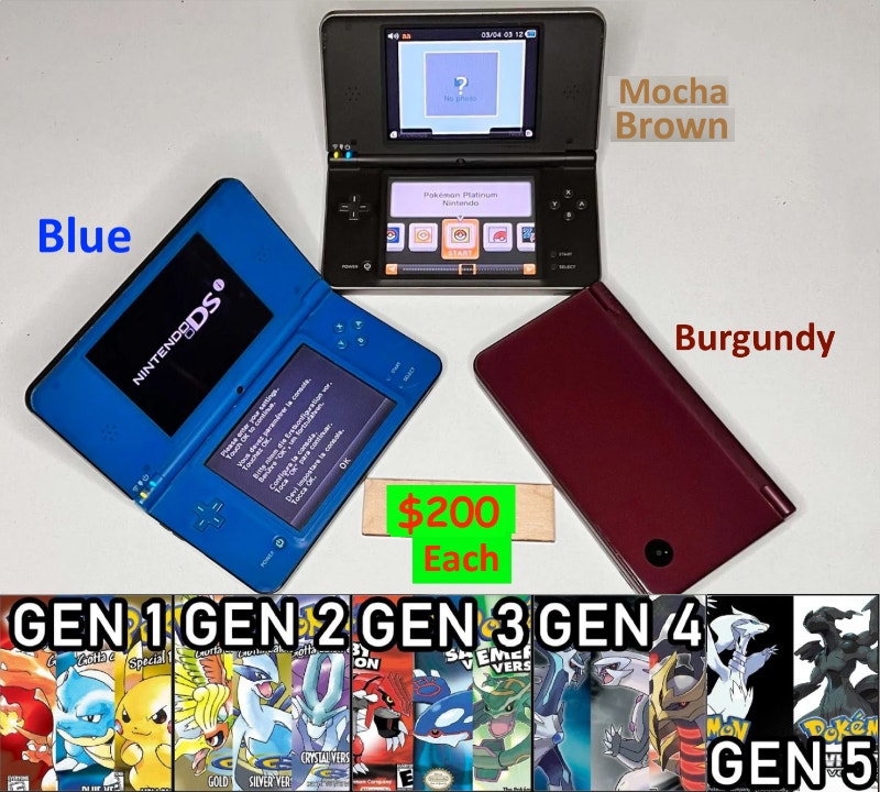 Nintendo DSi XL《Custom Firmware⎮650+ Games 》ALL POKEMON GEN 1-5 ...