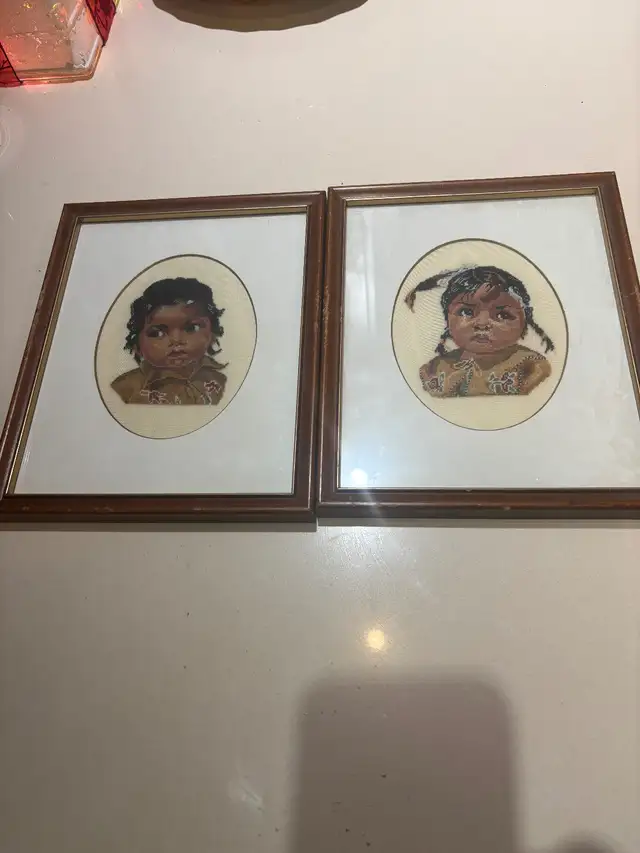 Pink Lady / Blue Boy & 2 other sm needle point with 19th hole | Arts ...