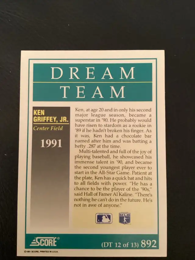 Score Ken Griffey Jr. Dream Team Card | Arts & Collectibles | Nanaimo ...