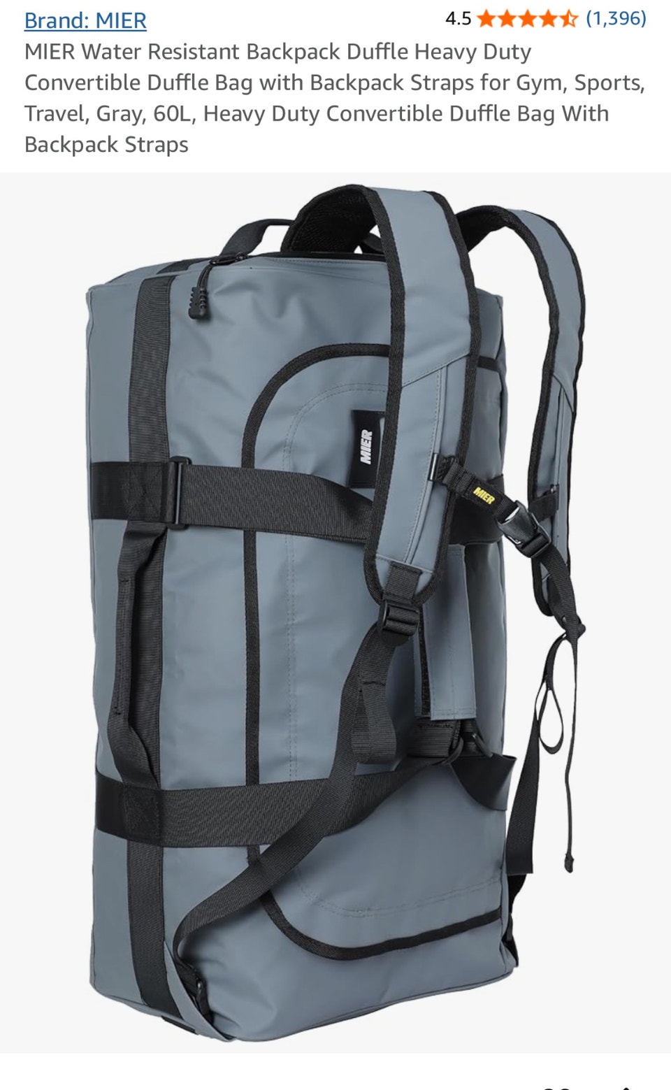 Mier Water Resistant Heavy Duty Convertible Backpack Duffel Bag | Bags ...