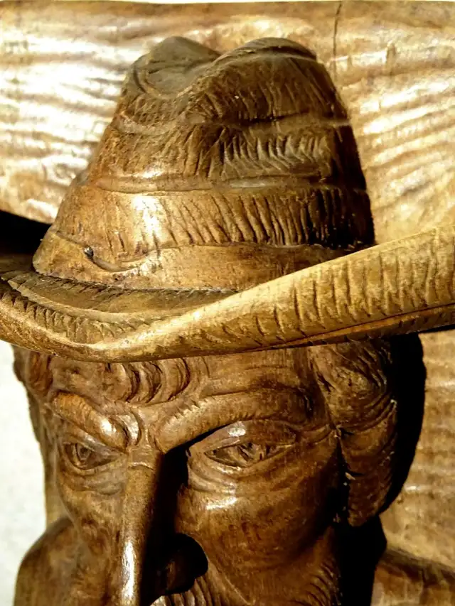 folk art LIVE EDGE sculpture bust PROSPECTOR carved WALNUT Germa | Arts ...