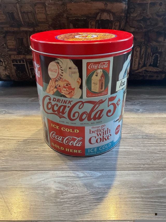 Vintage Coca Cola popcorn tin can; boîte de conserve, canne | Art et ...