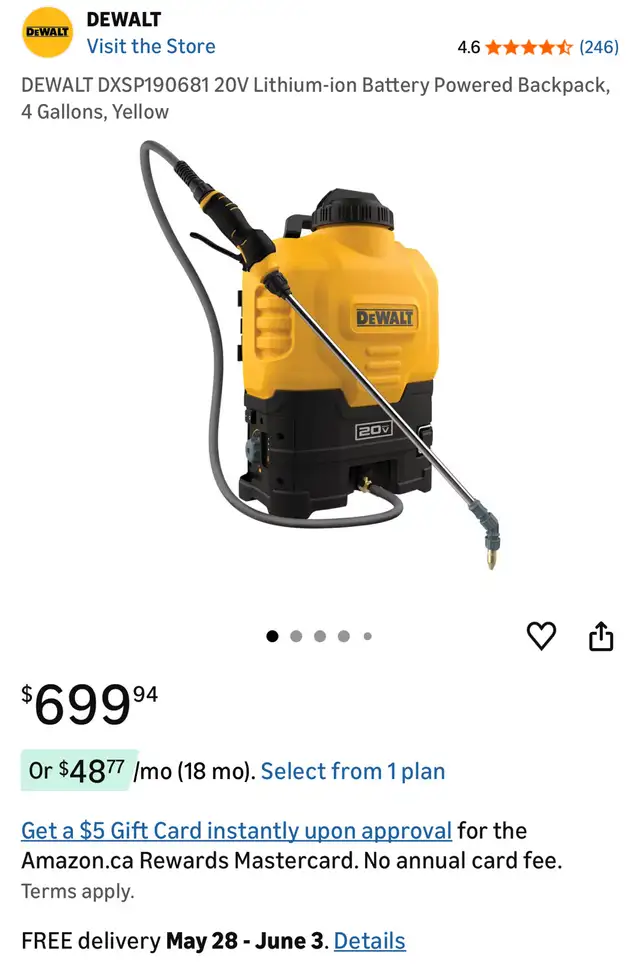 Dewalt 20v Max 4 Gallon 90 Max PSI Backpack Sprayer Kit | Power Tools ...