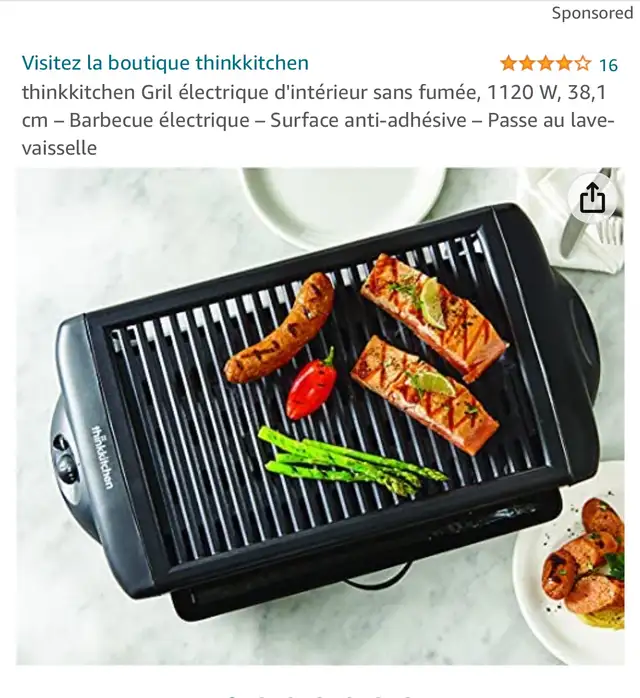 think kitchen Gril électrique d’intérieur Sans Fumée, comme neuf ...