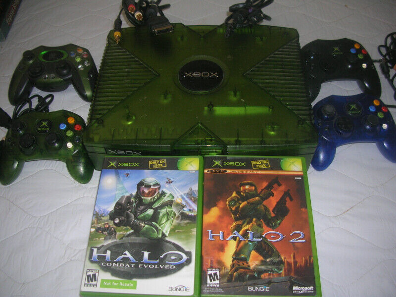 Original Green Translucent XBOX-3 Controllers+10 Games | Older ...