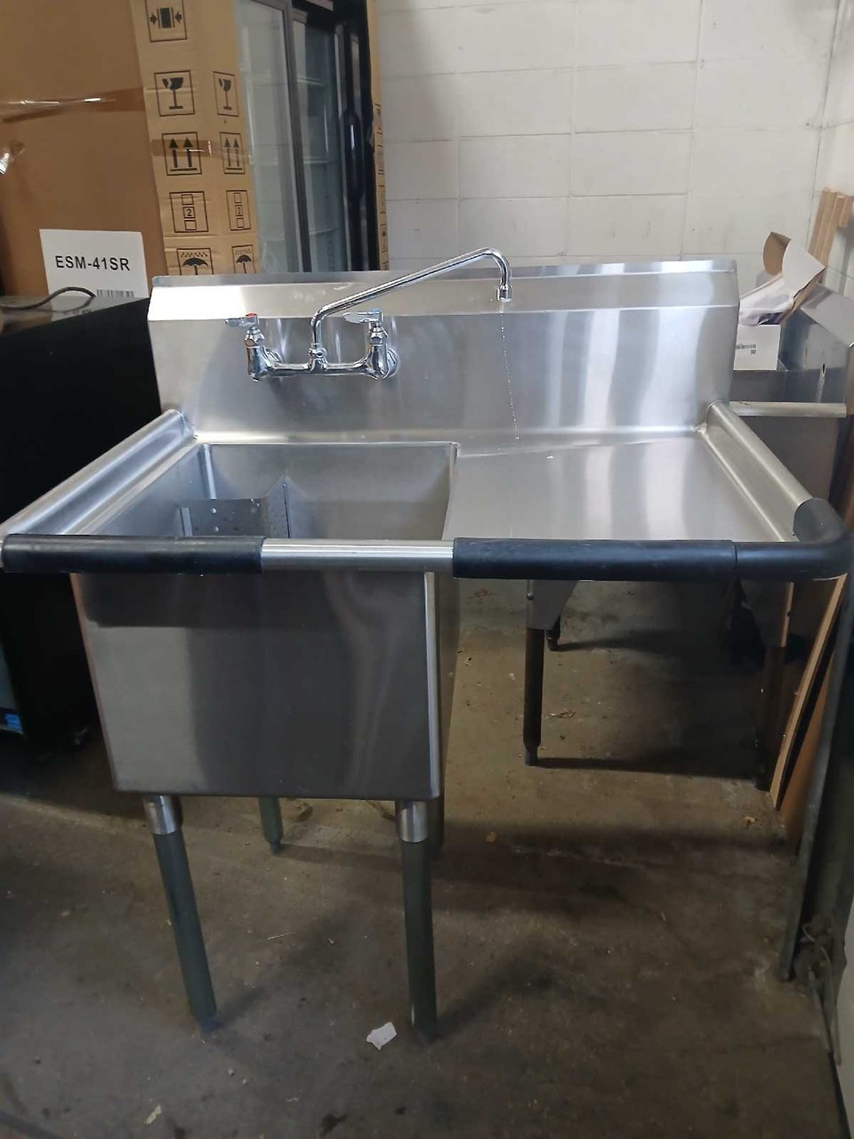 Stainless steel single sink w drain board | Plumbing, Sinks, Toilets ...