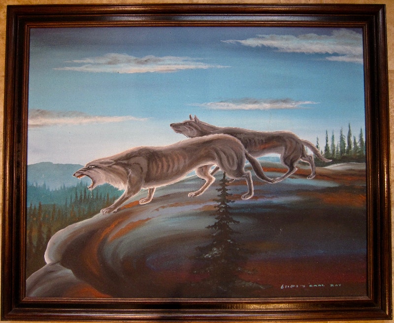A Rare Carl Ray Acrylic On Canvas Depicting Two Wolves Signed | Arts ...