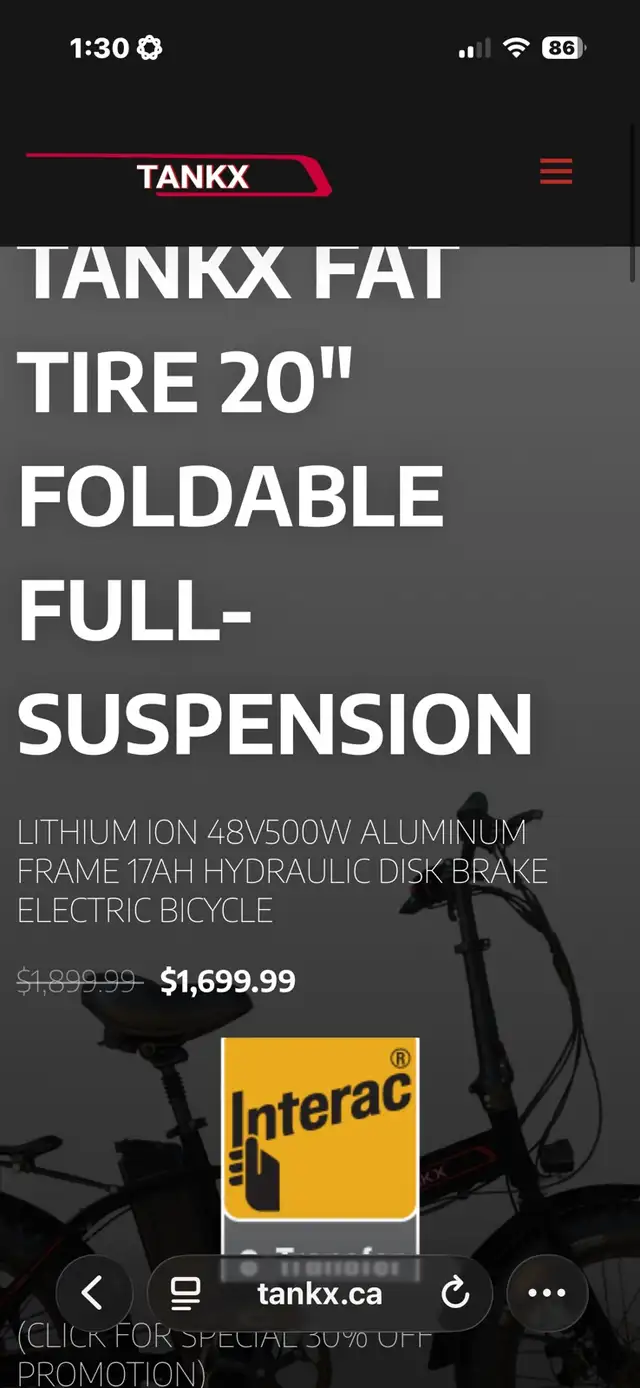 Foldable fat tire E-bike 1000W $1700 retail | eBike | City of Toronto | Free local classifieds ...