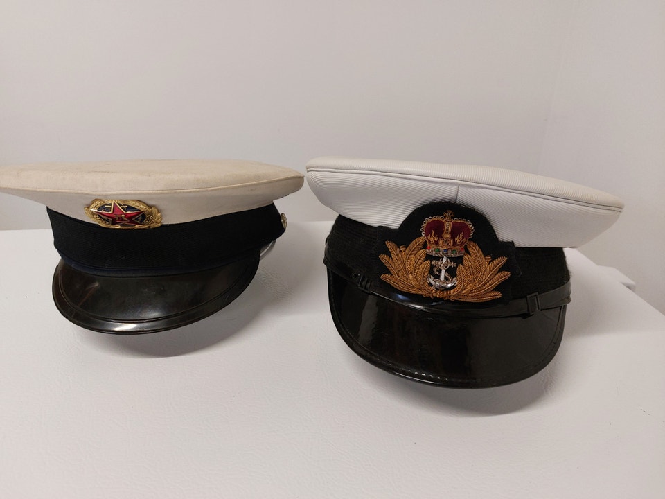 Vintage Royal Navy Officer cap and a Chinese PLA military cap | Arts ...