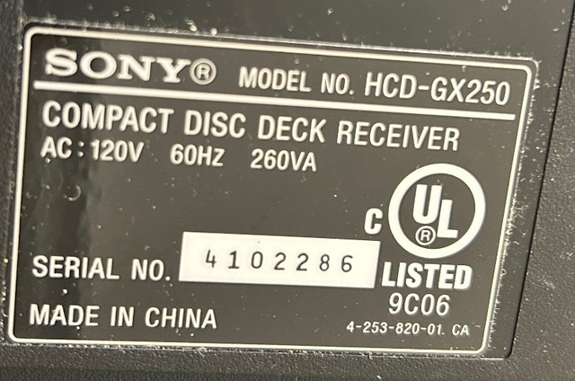 Sony MHC-GX25 MHC-GX250 Mini HiFi AM FM Stereo System 3 CD Playe ...