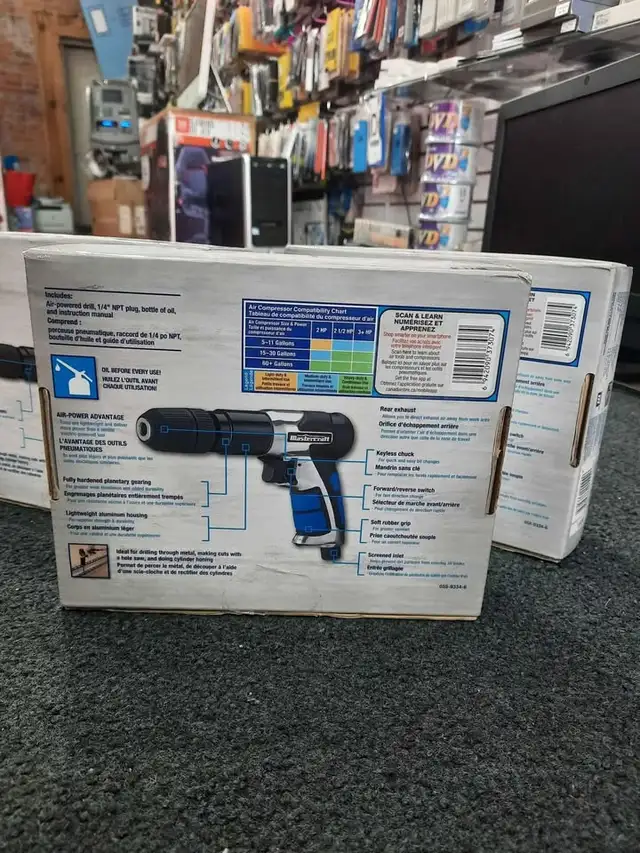 Mastercraft Lightweight Pneumatic Drill, 1800 RPM, 3/8-in 058-93 ...