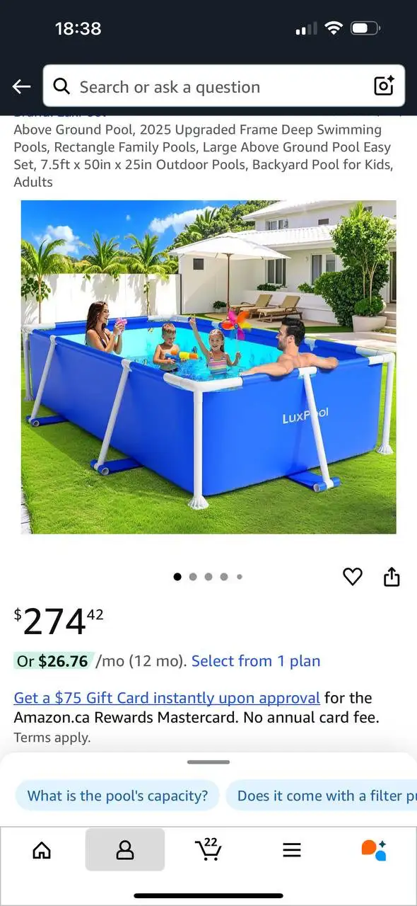 LuxPool Above Ground Pool – 7.5ft x 50in x 25in – New | Hot Tubs ...