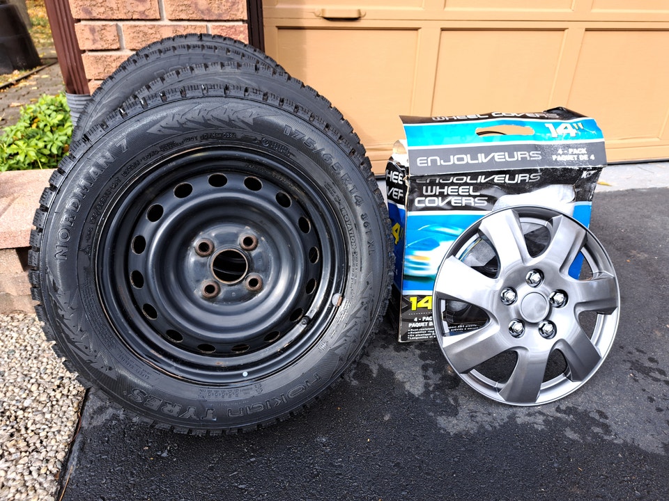 175/65R14 Nokian Nordman 7 on 4 bolt Toyota rims | Tires & Rims | Cambridge | Free local ...