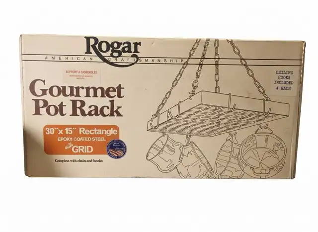 Rogar 30"x15" Rectangular Gourmet Ceiling Pot Rack (NEW) | Kitchen ...