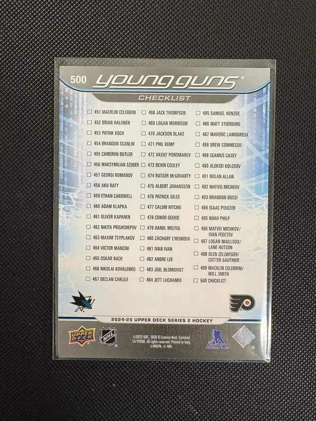 Macklin Celebrini / Matvei Michkov Young Guns Deluxe Checklist | Arts ...