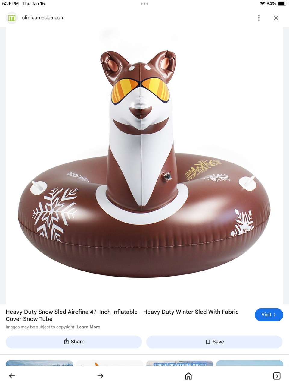 Inflatable Snow Tube Sled - cool deer design | Snowboard | Ottawa ...