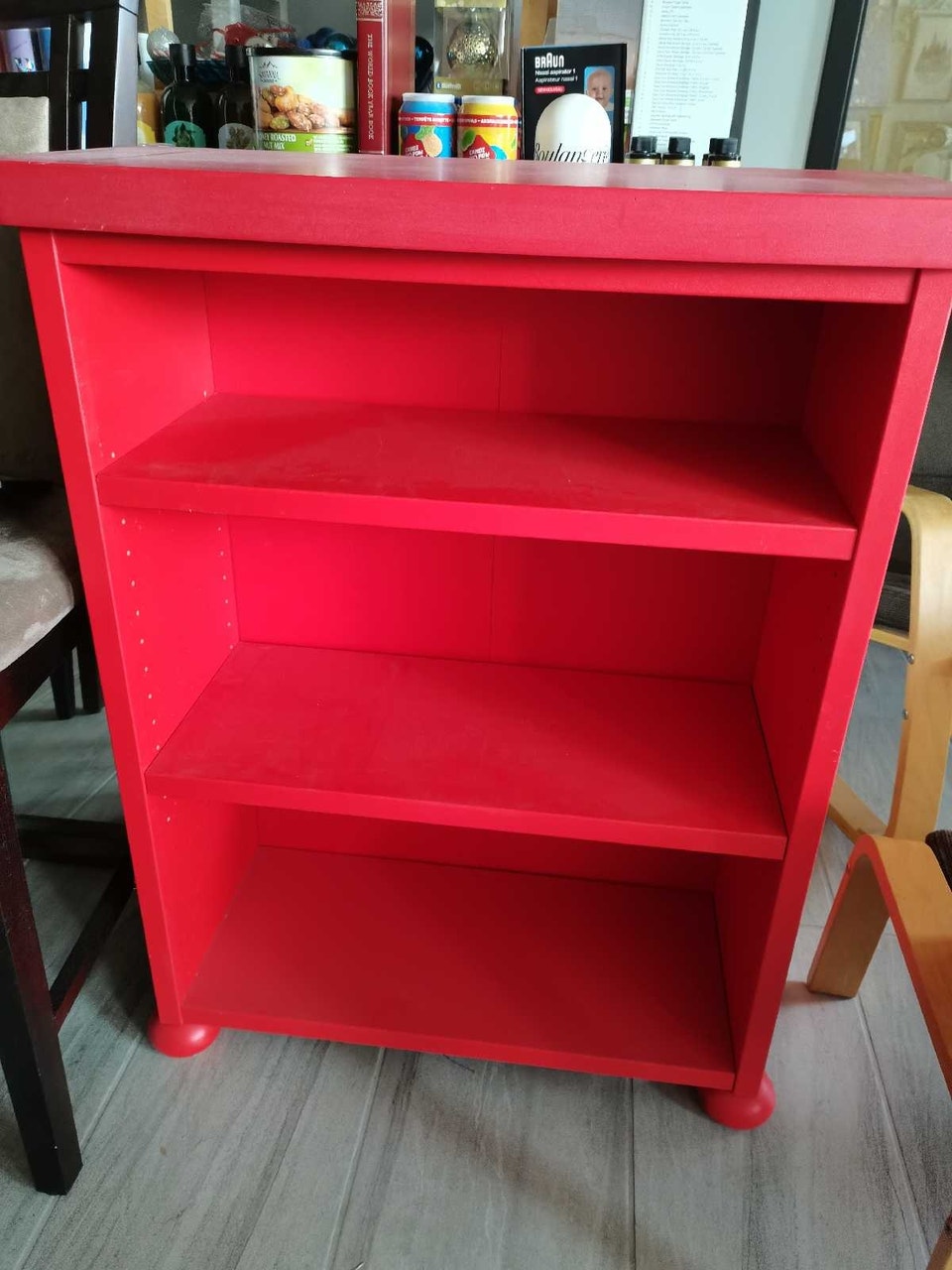 IKEA bright Red Bookcase w/ one foldable storage | Bookcases & Shelving ...