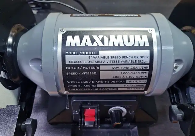 MAXIMUM 2.5A Variable Speed Heavy-Duty Bench Grinder, 6-in | Power ...