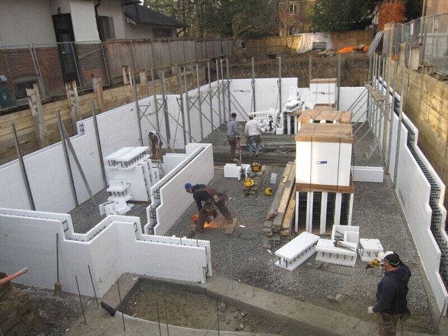 ICF blocks, fiberglass rebar, ICF braces FOR RENT, installation | Brick ...