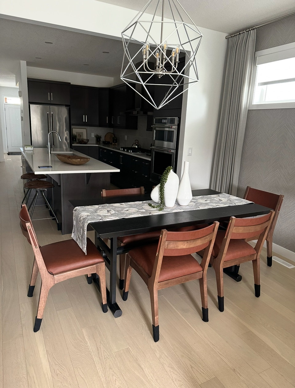Solid wood rectangular table and 6 accenting chairs | Dining Tables ...
