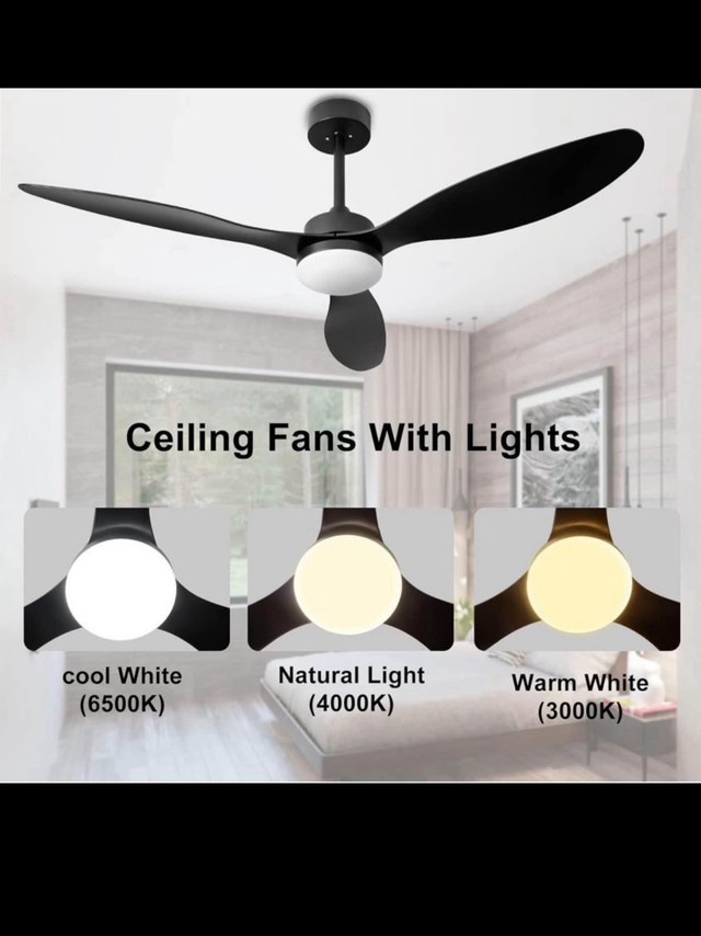 Ohniyou 52'' Ceiling Fan with Light and Remote,Black Ceiling Fan ...
