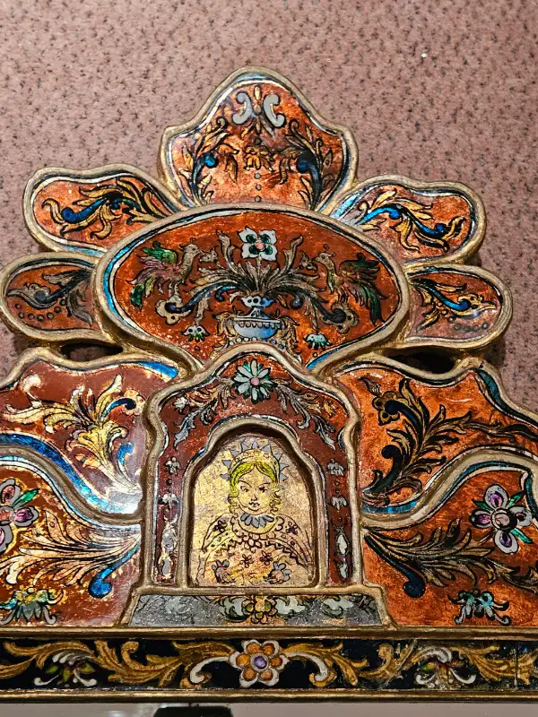 LARGE ANTIQUE PERUVIAN REVERSE PAINTING GLASS MIRROR | Home Décor ...