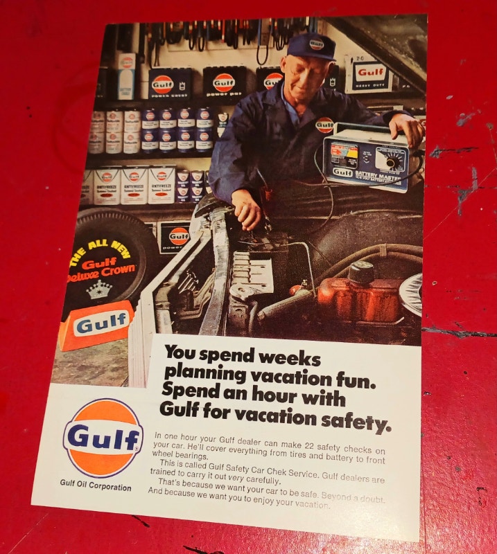 1967 GULF SERVICE STATION AUTO SAFETY CHECK VINTAGE PRINT AD | Arts ...