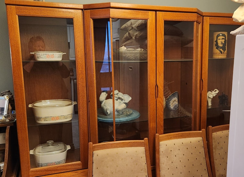 Teak wood china hutch , and teak chairs. | Hutches & Display Cabinets ...