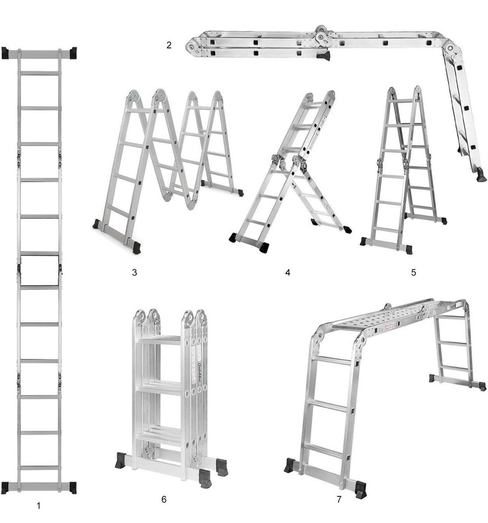 11.5Ft Multi Purpose Folding Scaffold Ladder with Work Platform ...