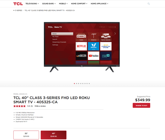TCL Roku Smart TV / Télévision intelligente Roku TCL | TVs | City of ...