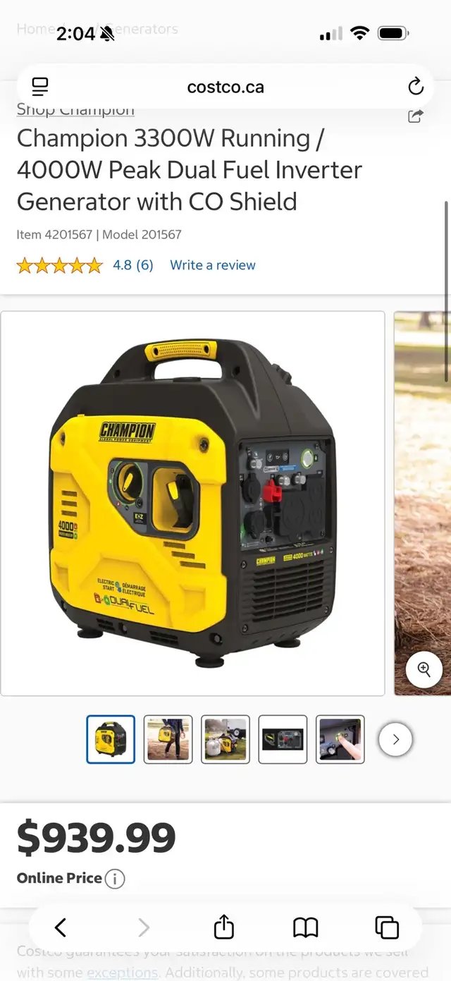 Used For 8 Days Champion 3300W Running /4000W Peak Dual Fuel | Other ...