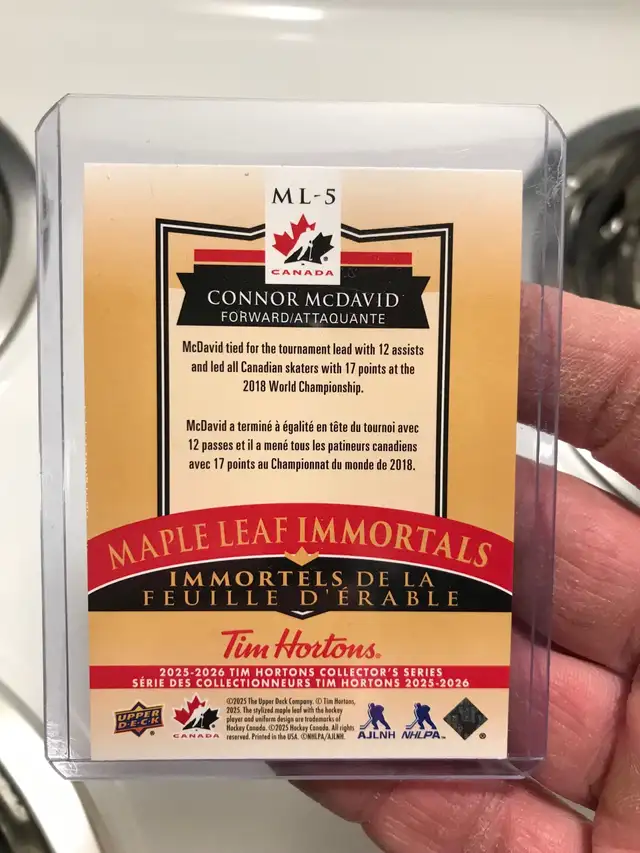 Tim Hortons 2025-26 MAPLE LEAF IMMORTALS - Connor McDavid. | Arts ...