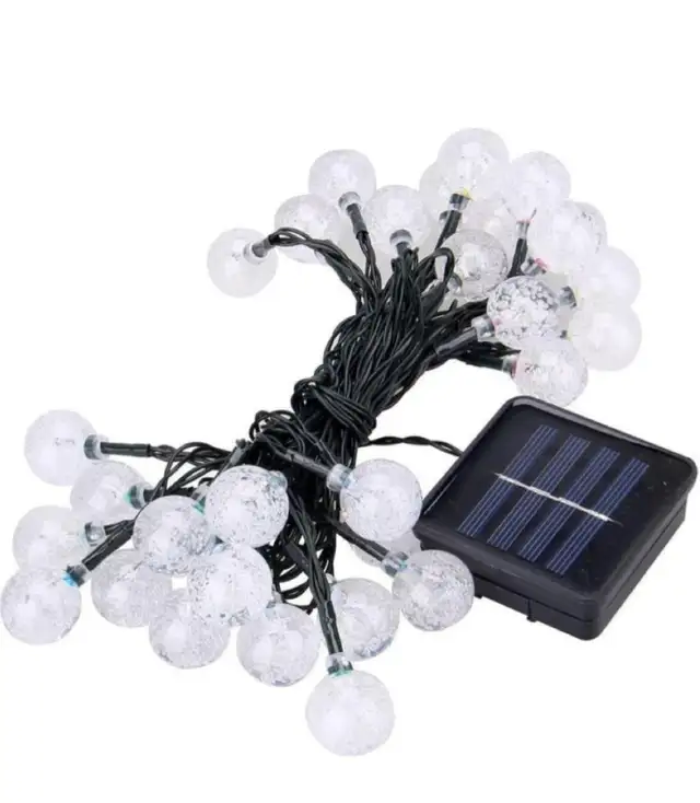 Solar Globe Fairy String Lights,20ft 30 LED Crystal Ball Waterpr ...