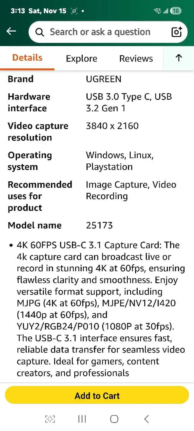 UGREEN 4K 60fps HDMI Video Capture Card, Ultra HD 1080P@240Hz US ...