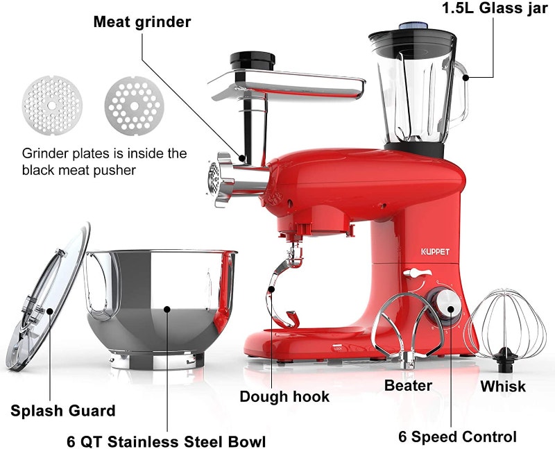 NEW Kuppet 3 in 1 Stand Mixer, 6 Speed Mixer 850w + Accessories ...