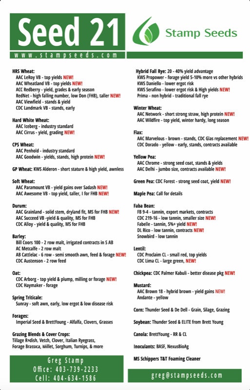 Certified Wheat, Durum, Barley, Pea, Faba, Lentil, Flax, Mustard ...